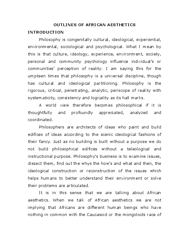 (DOC) Outlines of African Aesthetics