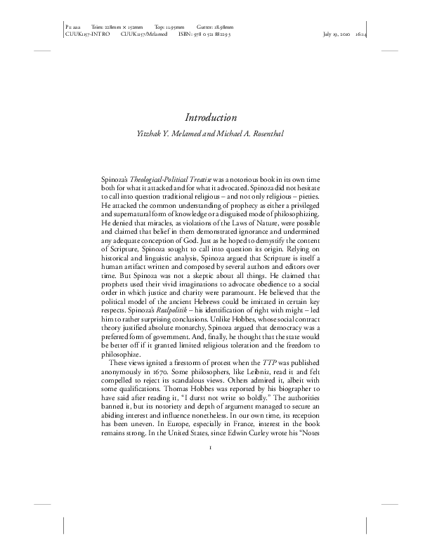 (PDF) Spinoza's' Theological-Political Treatise': A Critical Guide ...