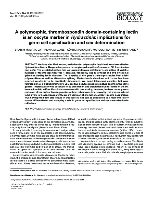 (PDF) A polymorphic, thrombospondin domain-containing lectin is an ...
