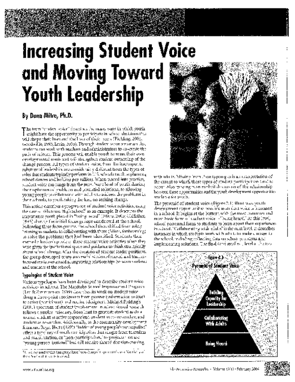 (PDF) Increasing student voice and moving toward youth leadership