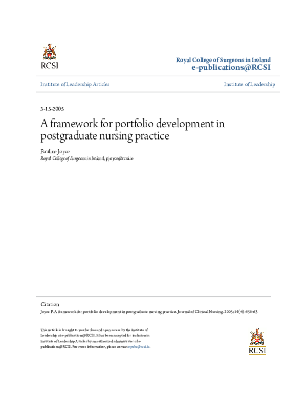 (PDF) A framework for portfolio development in postgraduate nursing ...