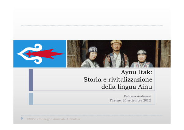 (PDF) Aynu Itak: History and Revitalisation of the AInu Language