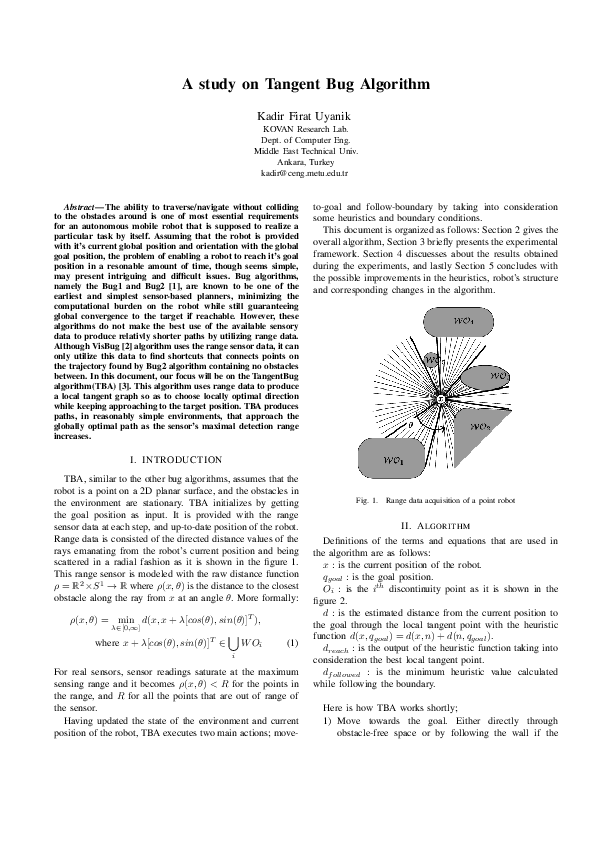 (PDF) A study on Tangent Bug Algorithm