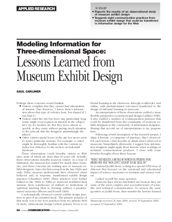 (PDF) Lessons Learned from Museum Exhibit Design