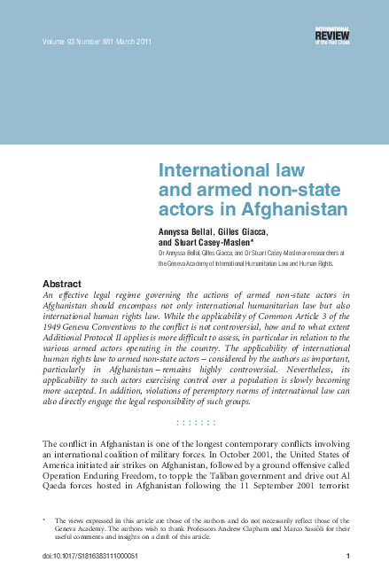 (PDF) International law and armed non-state actors in Afghanistan