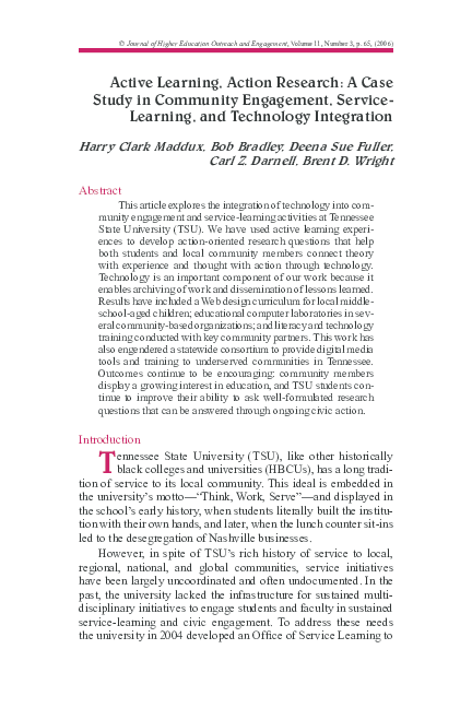 (PDF) Active learning, action research: A case study in community ...