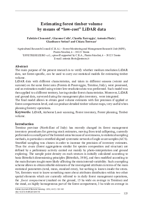 (PDF) Estimating forest timber volume by means of low cost LiDAR data