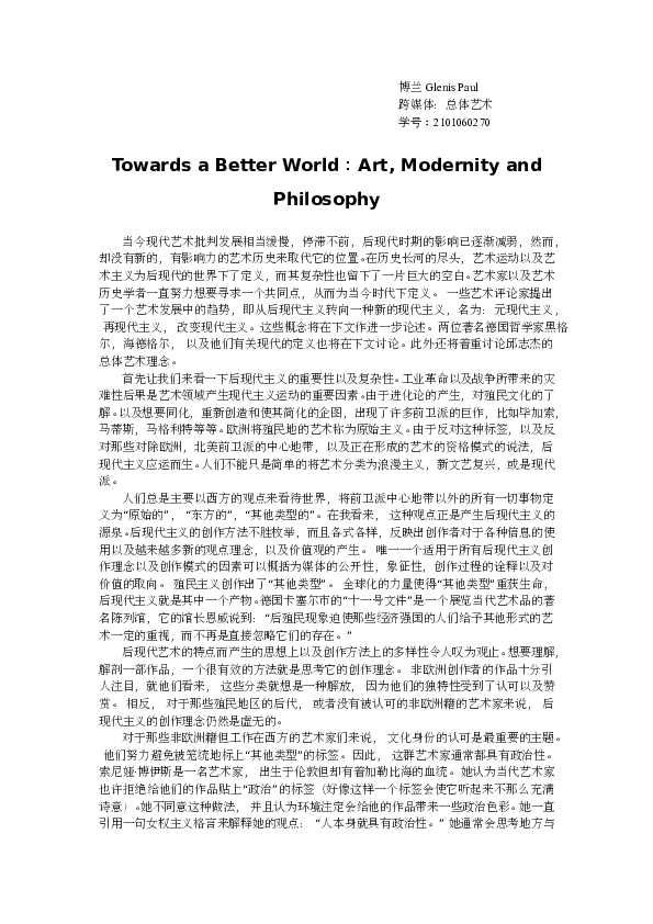 (DOC) Art, Modernity and Philosophy