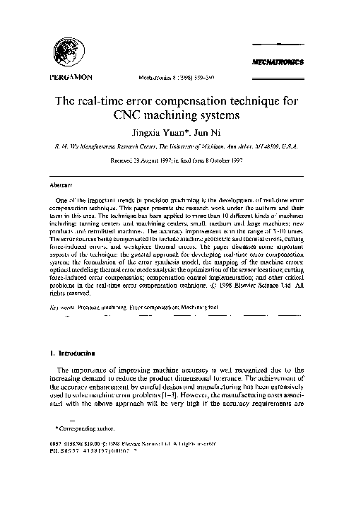 Pdf The Real Time Error Compensation Technique For Cnc Machining Systems