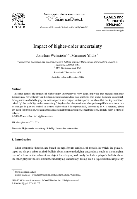 (PDF) Impact of higher-order uncertainty