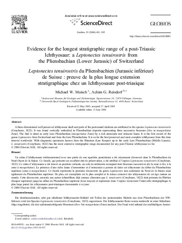 (PDF) Evidence for the longest stratigraphic range of a post-Triassic ...