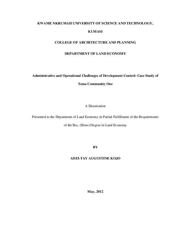 (PDF) ADMINISTRATIVE AND OPERATIONAL CHALLENGES OF DEVELOPMENT CONTROL ...