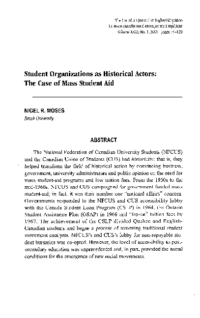 (PDF) Student Organizations as Historical Actors: The Case of Mass ...