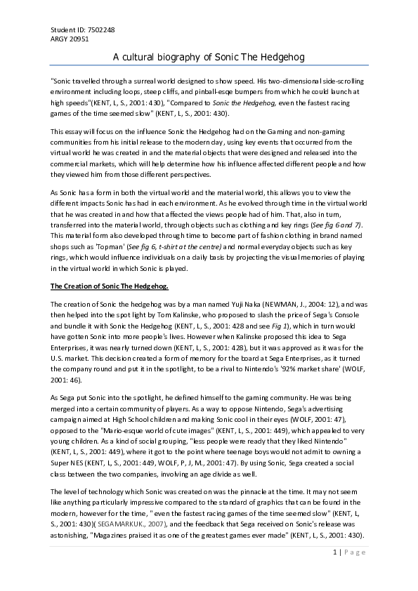 (DOC) A Cultural Biography of Sonic the Hedgehog