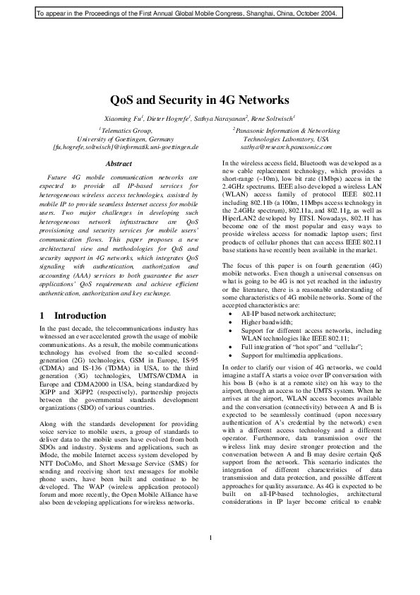(PDF) QoS and security in 4G networks