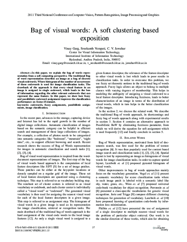(PDF) Bag of Visual Words: A soft clustering based exposition