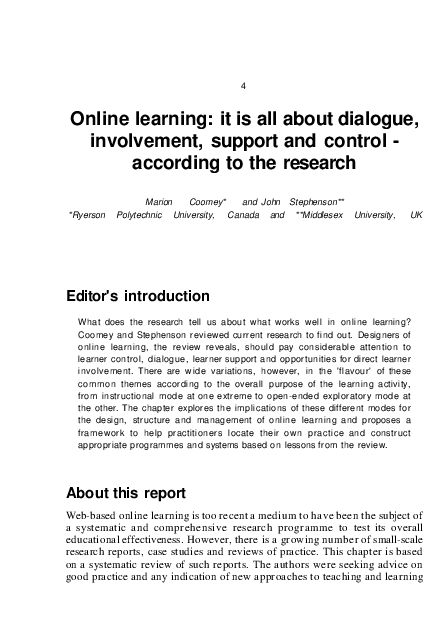 (PDF) Online learning: It is all about dialogue, involvement, support ...