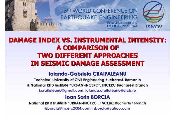 (PDF) Damage Index vs. Instrumental Intensity: A Comparison of Two ...