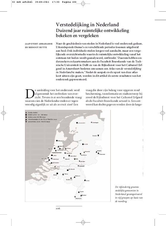 (PDF) Verstedelijking in Nederland. Duizend jaar ruimtelijke ...