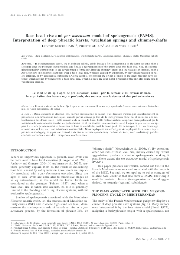 (PDF) 2011 - Base level rise and per ascensum model of speleogenesis ...