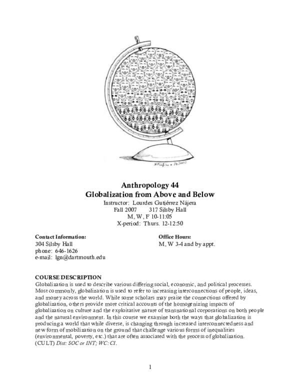 (PDF) Course Syllabus: Globalization from Above and Below