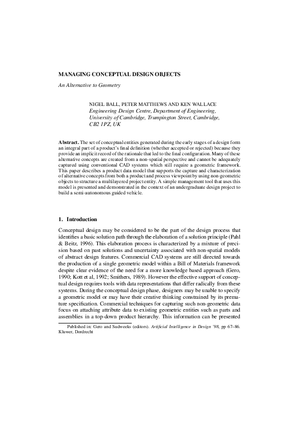 (PDF) Managing conceptual design objects