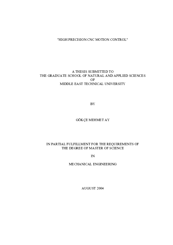 (PDF) HIGH PRECISION CNC MOTION CONTROL
