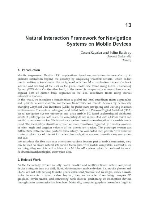 (PDF) Natural Interaction Framework for Navigation Systems on Mobile ...