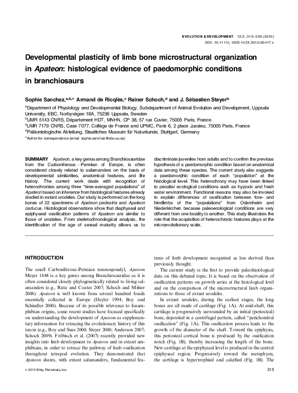 (PDF) Developmental plasticity of limb bone microstructural ...