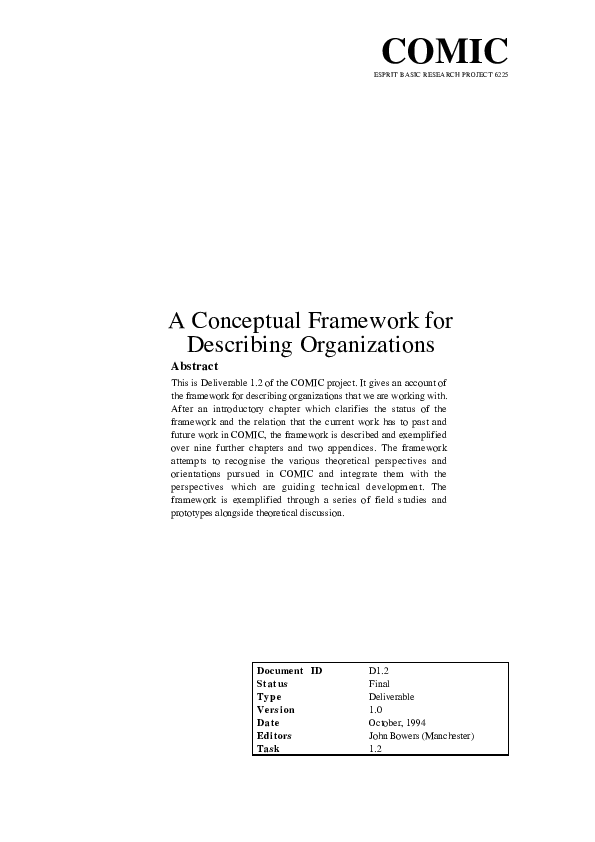 A Conceptual Framework for Describing Organizations [COMIC Deliverable ...