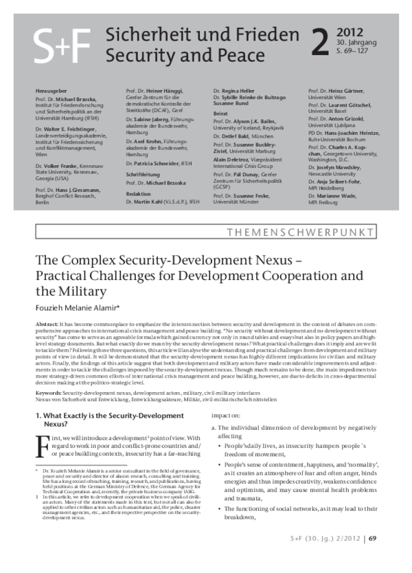 (PDF) The Complex Security-Development Nexus - Practical Challenges for ...