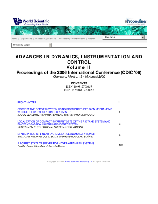 Pdf Non Linear Control Based In An Observer Application To Sugar Evaporation