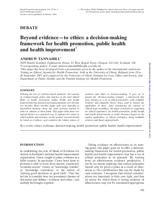 Pdf An Overview Of Ethical Frameworks In Public Health Can They Be Supportive In The
