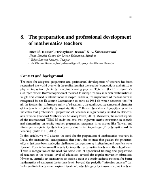 (PDF) The preperation and professional development of mathematics ...