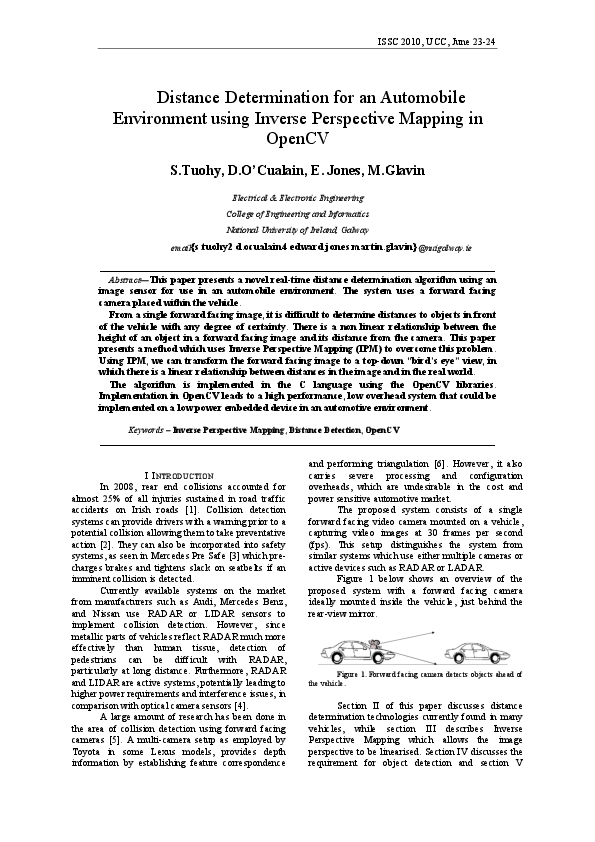 Pdf Distance Determination Using Inverse Perspective Mapping 
