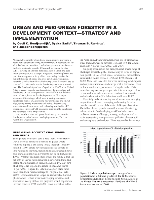 Pdf Urban And Peri Urban Forestry In A Development Context Strategy