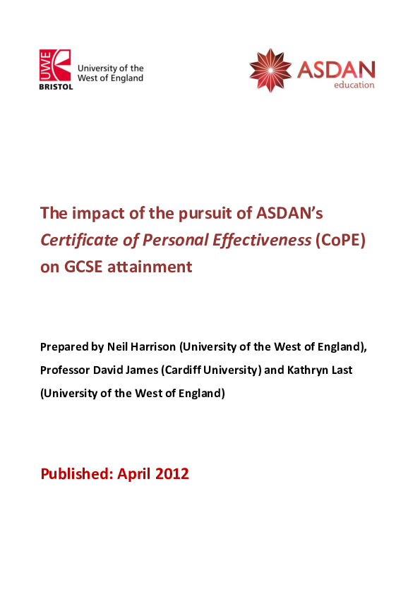 (PDF) The impact of the pursuit of ASDAN's Certificate of Personal ...