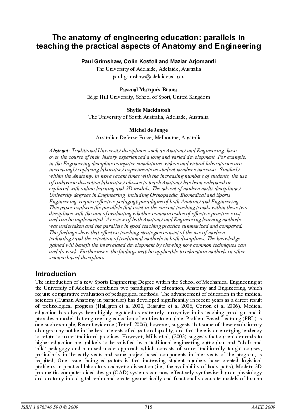 (PDF) The anatomy of engineering education: parallels in teaching the ...