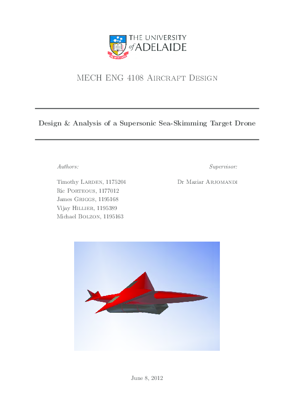 (PDF) MECH ENG 4108 Aircraft Design