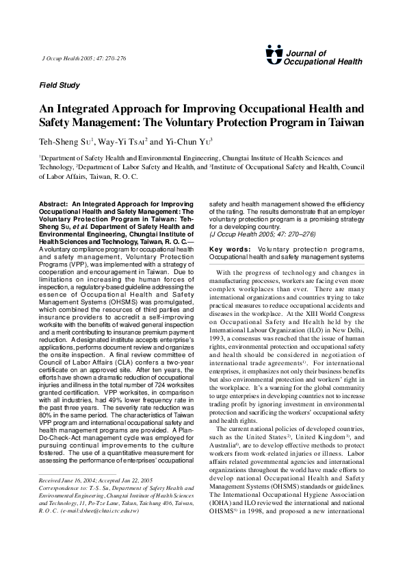 (PDF) An integrated approach for improving occupational health and ...