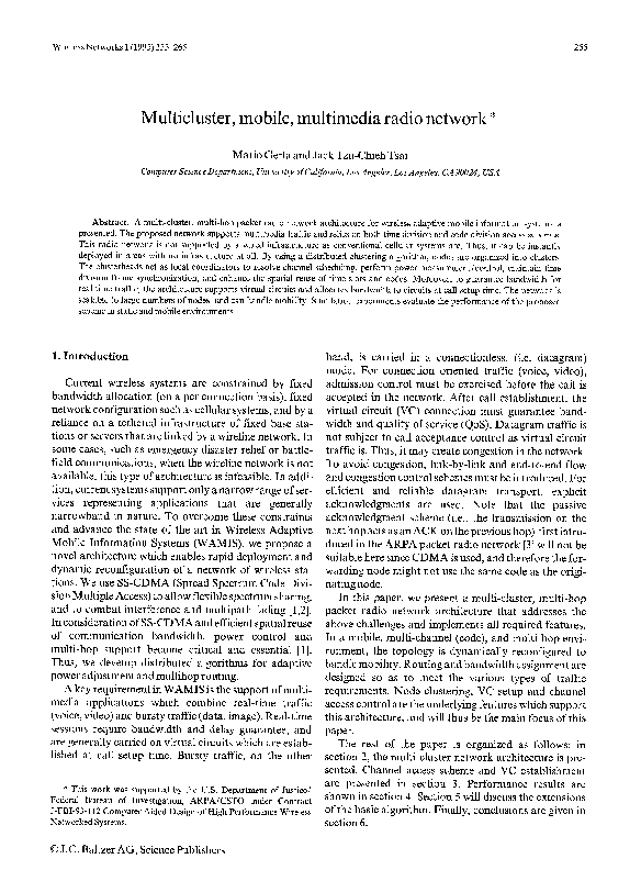 (PDF) Multicluster, mobile, multimedia radio network