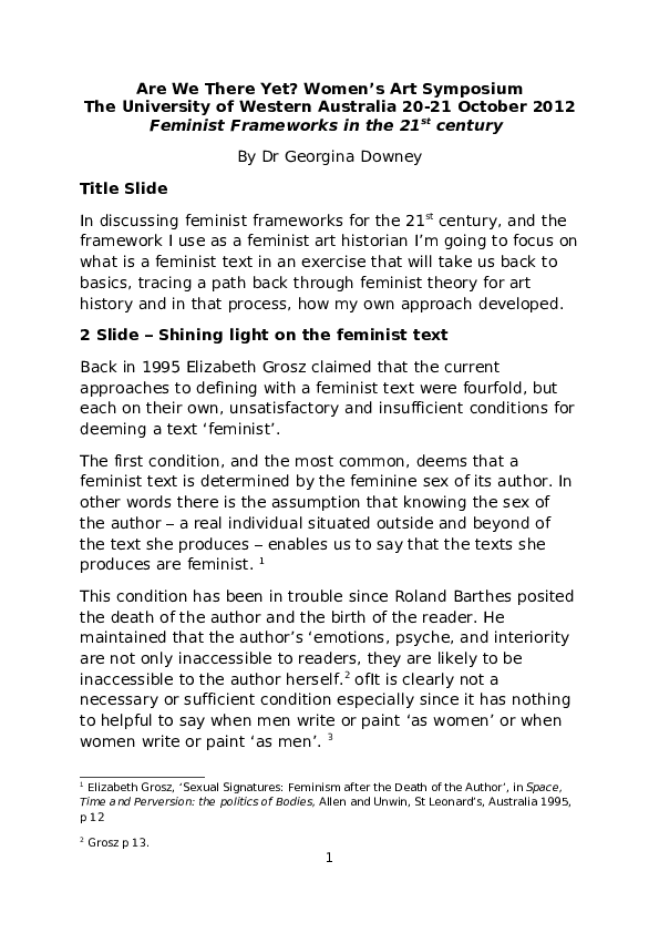 (DOC) Are we there yet? Some notes on a feminist art history ...