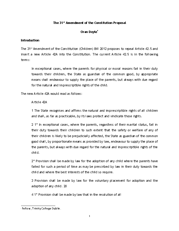 (DOC) The 31st Amendment to the Constitution (Children) Bill