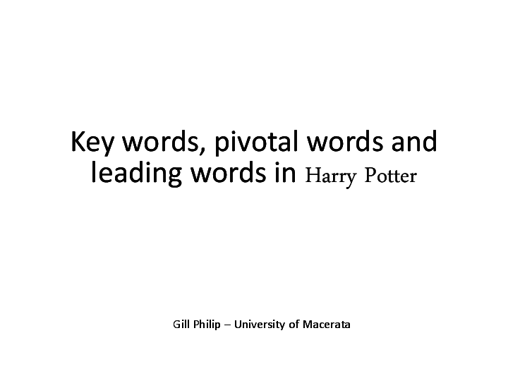 (PPT) Key words, pivotal words and leading words in "Harry Potter"