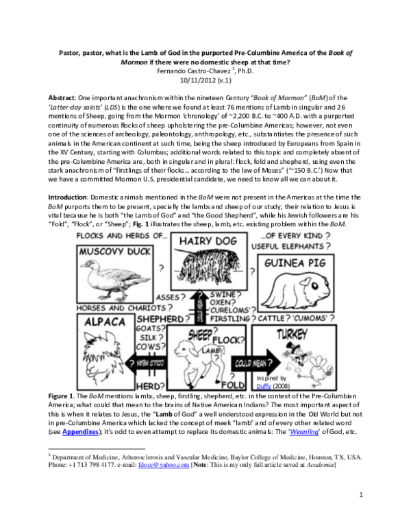 (PDF) Castro-Chavez, F. Pastor, pastor, what is the Lamb of God in the ...