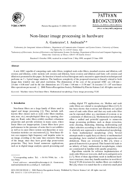 (PDF) ASIC for Non-Linear Image Filter Processing