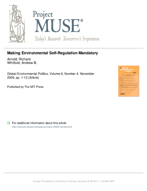 (PDF) Making Environmental Self-Regulation Mandatory