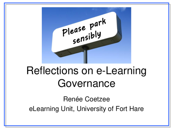 (PPT) Please park sensibly: reflections on e-learning governance ...