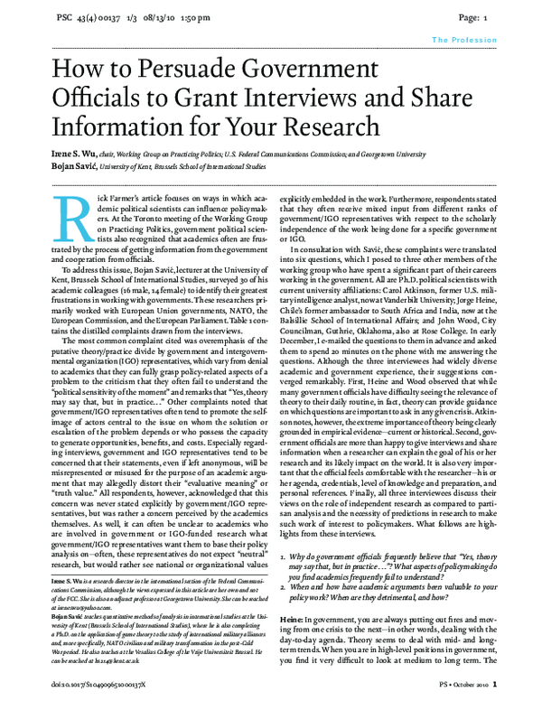 How to Persuade Government Officials to Grant Interviews and Share ...