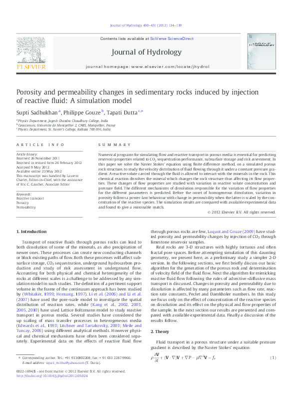 (PDF) Porosity and permeability changes in sedimentary rocks induced by ...